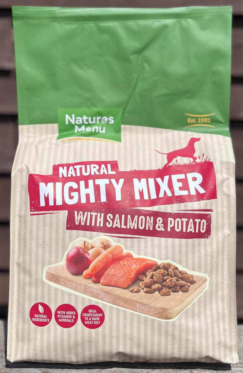 Natures Menu Mighty Mixer Salmon & Potato 2kg – Romney Raw Natures Menu Mighty Mixer Salmon & Potato 2kg – Romney Raw