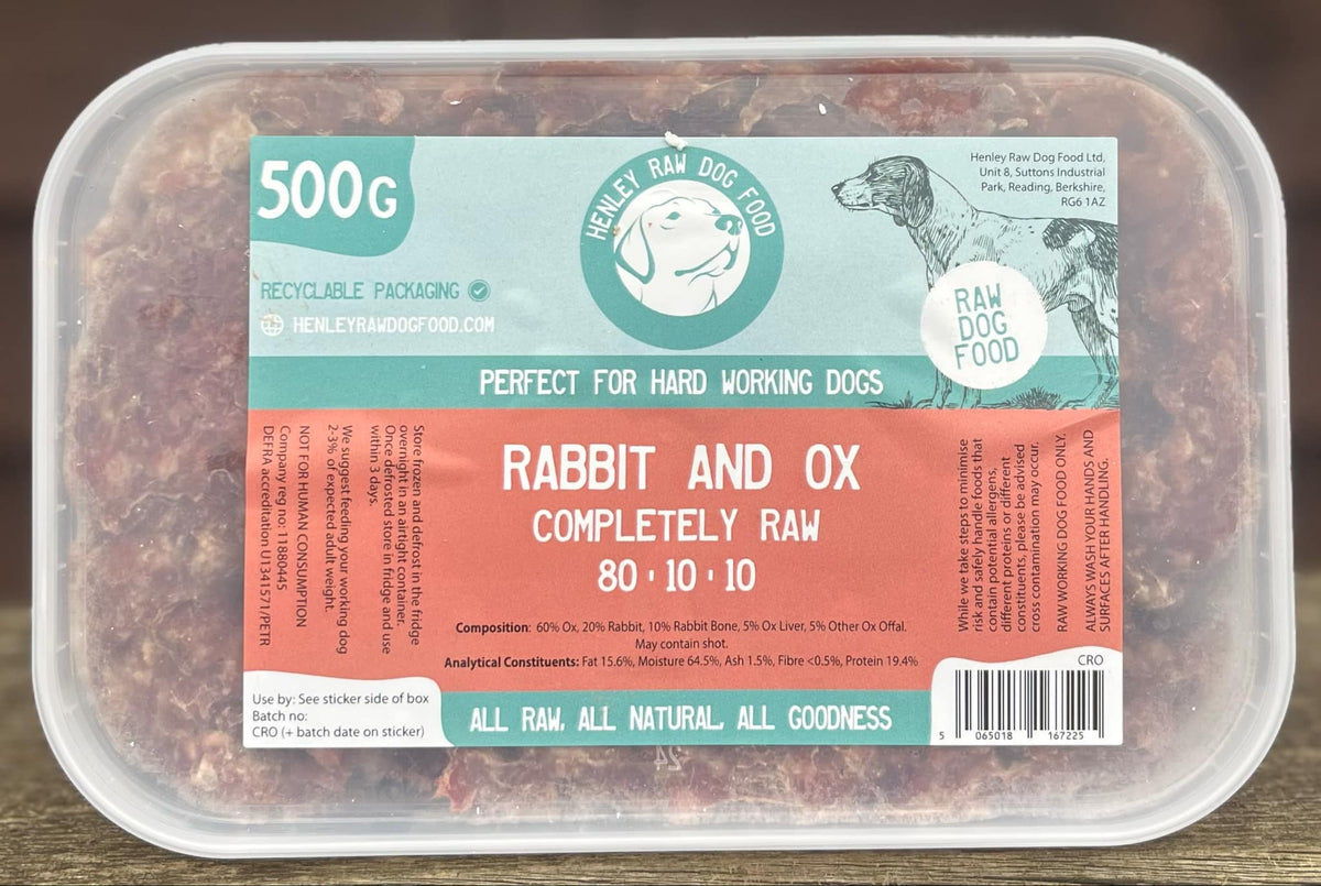 Henley Raw Dog Food - Rabbit & Ox - Complete 80/10/10 - 500g – Romney Raw